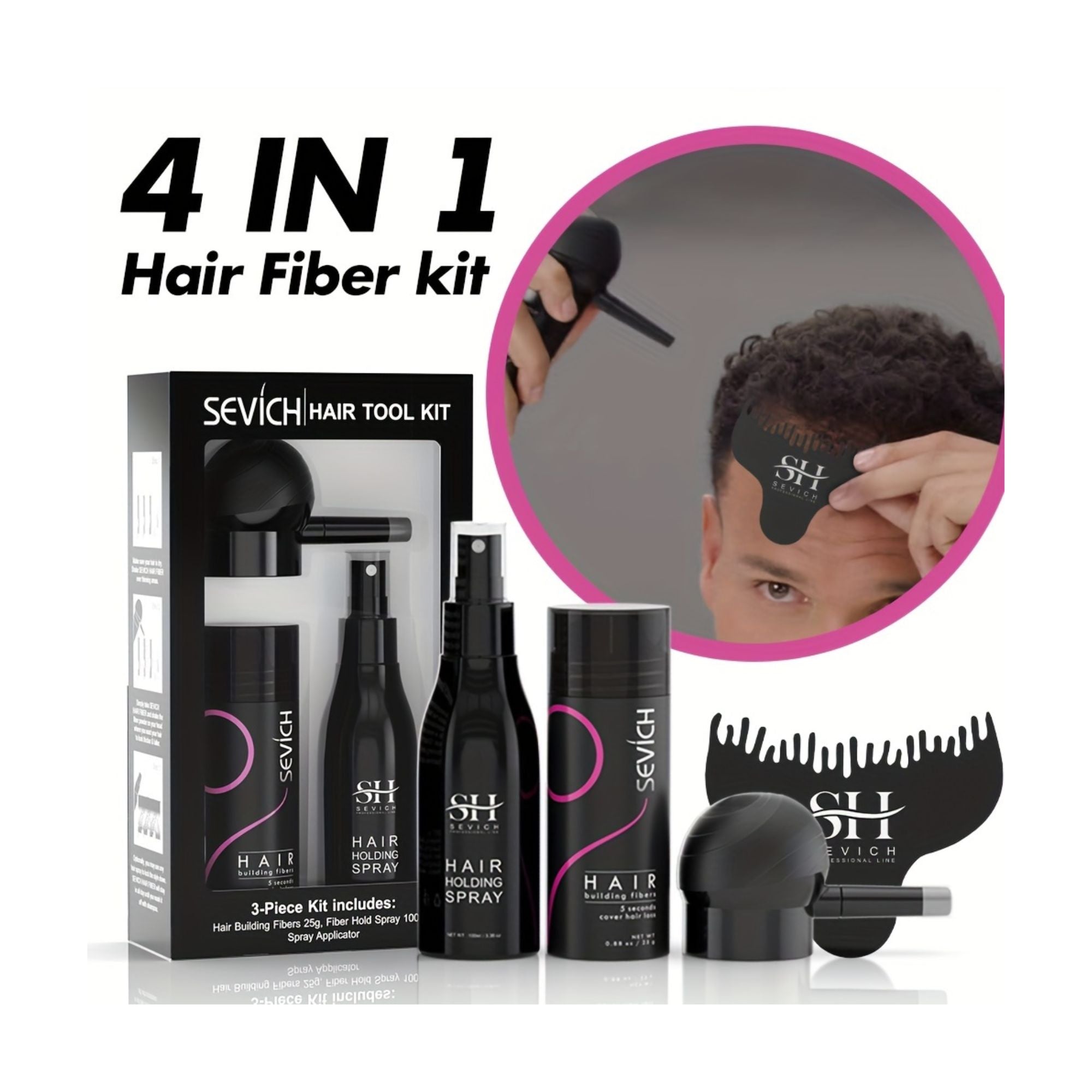 Sevich 4-in-1 Hair Building Fibers And Styling Kit – HAIRGLO